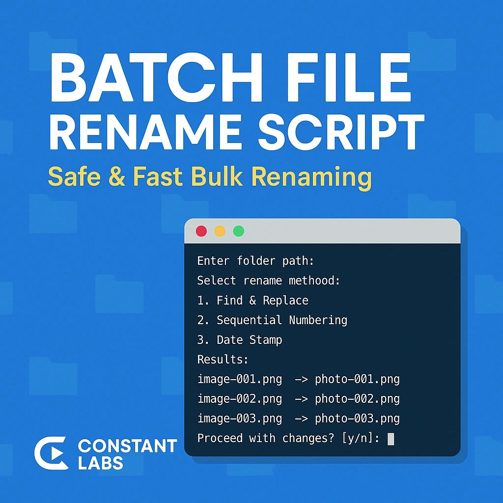 Batch File Rename Script for IT Pros – Safe, Fast, and Automated